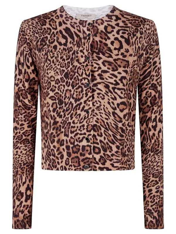 TWINSET Animal Print Cardigan - Marrone E Beige
