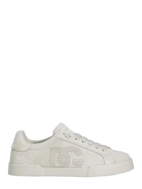 Dolce & Gabbana Calfskin Strobel Portofino Light Sneakers - Silver