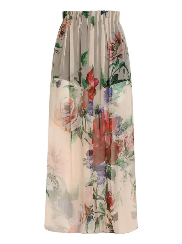Dolce & Gabbana Floral- Chiffon Calf-length Skirt - Print