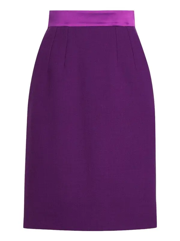 Dolce & Gabbana Wool Crepe Pencil Skirt - Purple