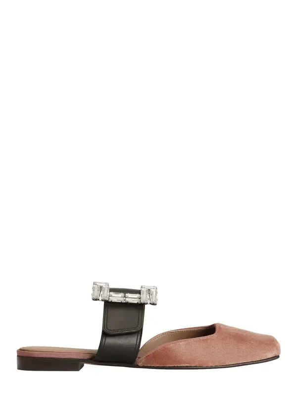 Dolce & Gabbana Velvet Mules With Bejeweled Buckle - Pink