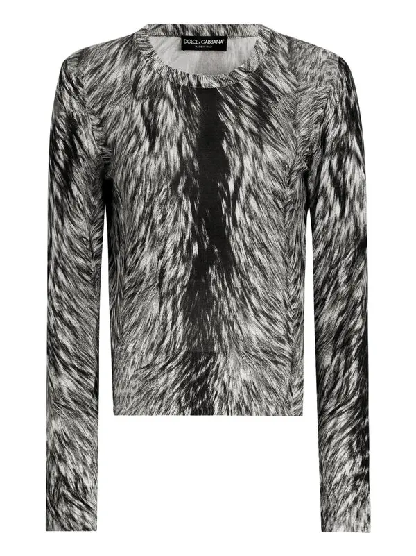 Dolce & Gabbana Fur-print Silk Sweater - Grey