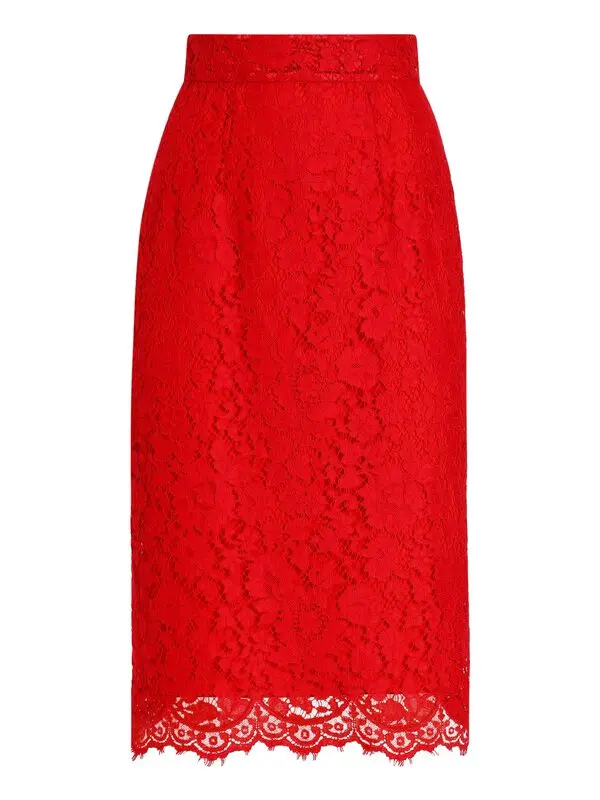Dolce & Gabbana Cordonetto Lace Pencil Skirt - Bordeaux