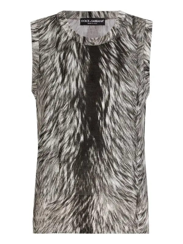 Dolce & Gabbana Silk Animal Print Tank Top - Grey