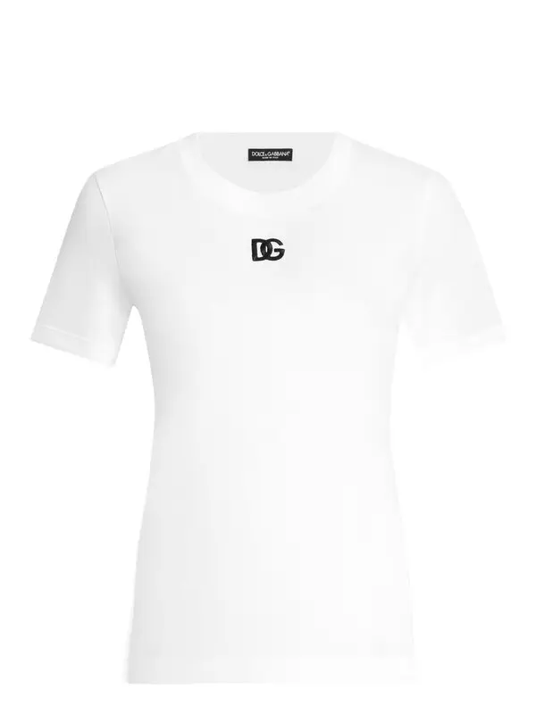Dolce & Gabbana Jersey T-shirt With Dg Logo Embroidery - White