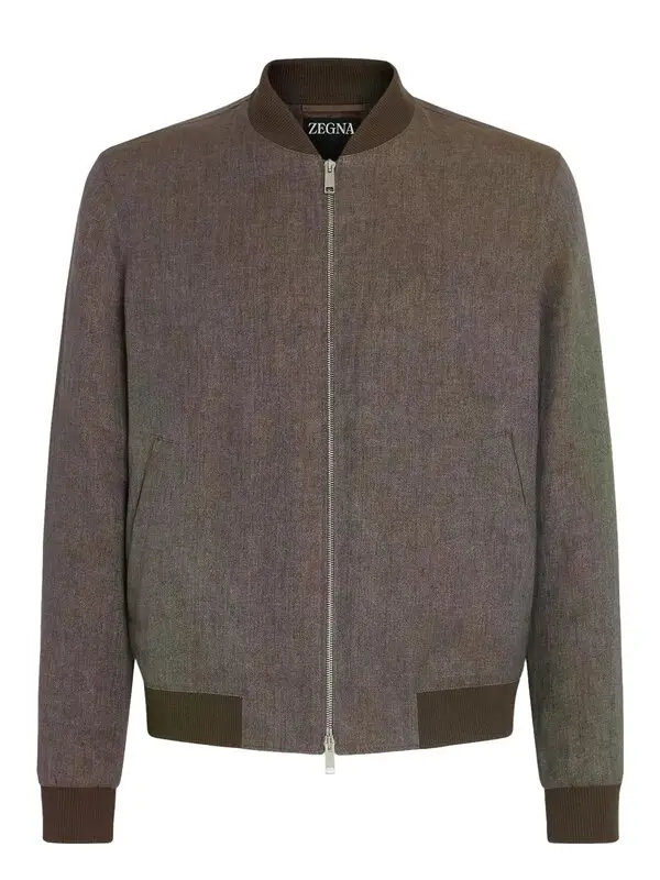 Zegna Oasi Lino Bomber Jacket - Brown