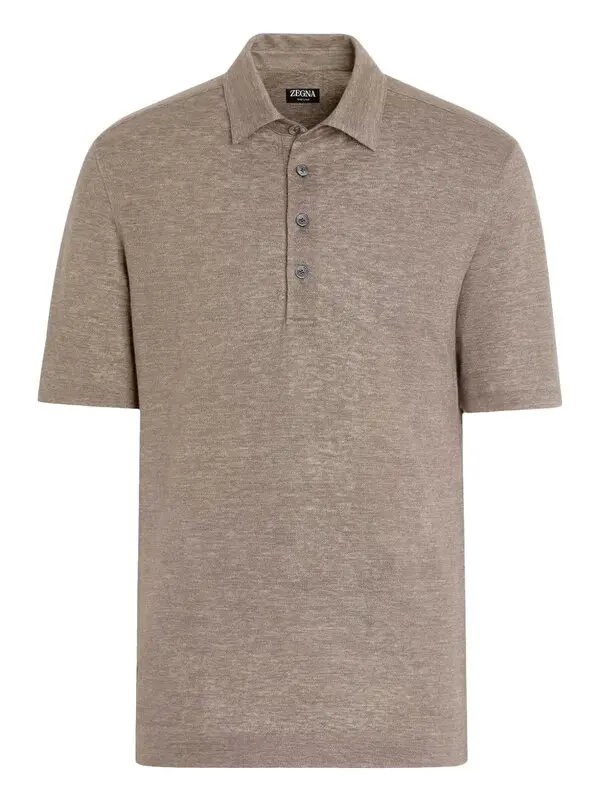 Zegna Oasi Lino Polo Shirt - Brown