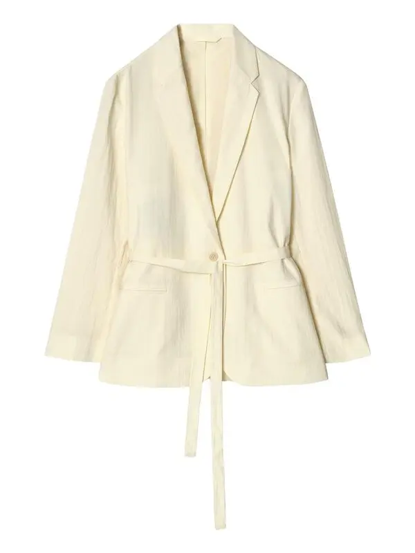 Cos Tie-waist Cotton Blend Blazer - Yellow