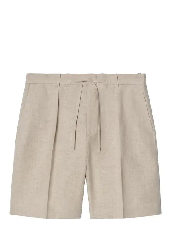 Cos Tailored Drawstring Linen Shorts - Beige