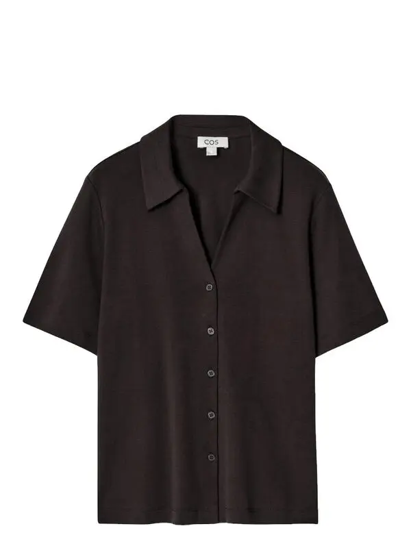 Cos Jersey Resort Shirt - Brown