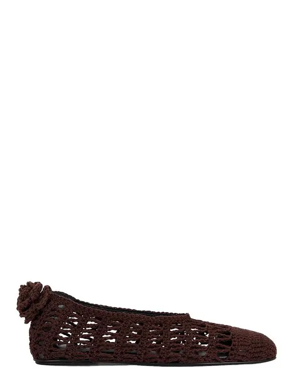 Magda Butrym Crochet Ballet Flat - Brown