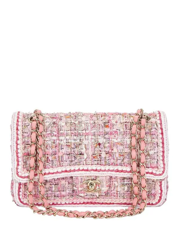 Chanel Tweed Double Flap Bag - Pink