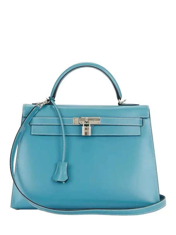 Hermès Box Kelly 32 Handbag - Bleu Jean