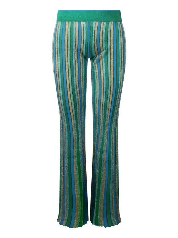 CIRCUS HOTEL Striped Flared Trousers - Green