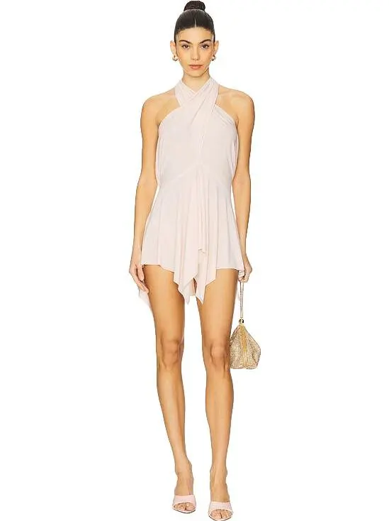 Norma Kamali Convertible Halterneck Mini Dress - Blush