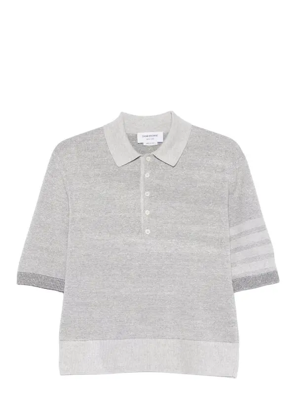 Thom Browne 4-bar Stripe Cotton Polo Shirt - Grey