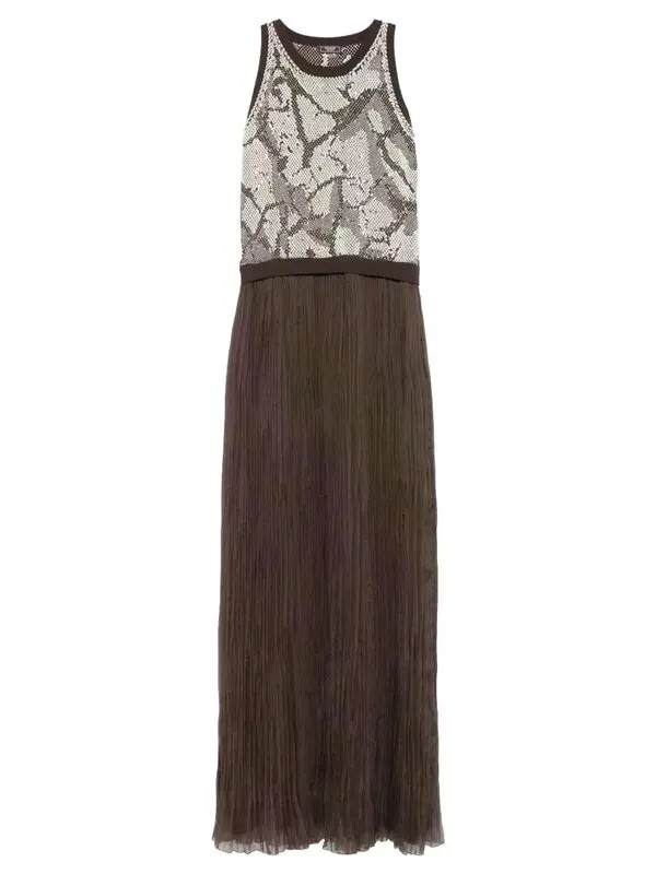 Peserico Pleated Maxi Dress - Brown