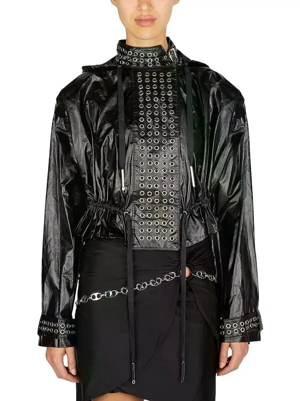 Rabanne Eyelet Biker Jacket - Black