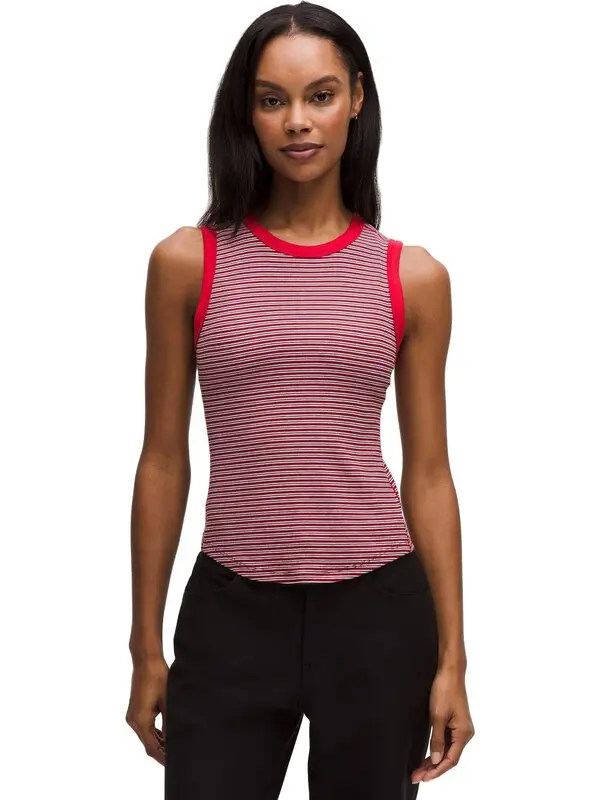 Lululemon Hold Tight Crewneck Tank Top - Surround Stripe Oxford Red White