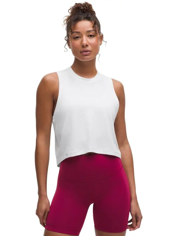 Lululemon Swiftly High-low Cropped Tank Top - White/white