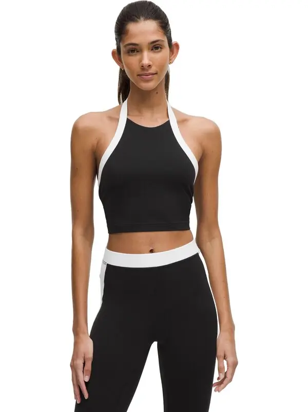 Lululemon Nulu Cropped Halter Tank Top Light Support - Black/white