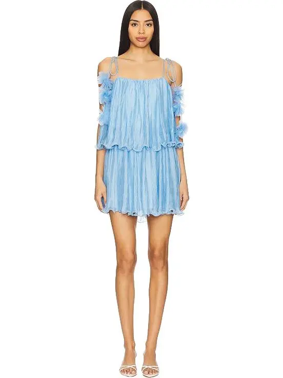 Line & Dot Chara Mini Dress - Blue