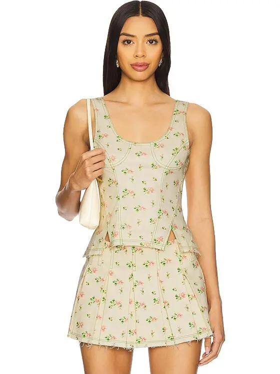 YUHAN WANG Corset Top - Rose Print
