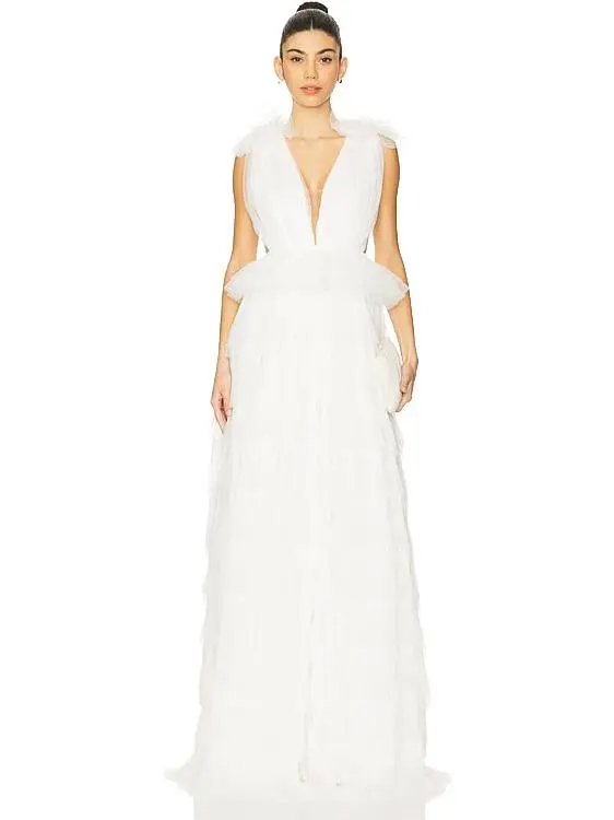 SAU LEE Sabrina Gown - White