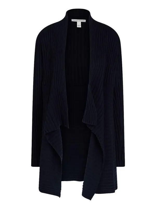 Autumn Cashmere Asymmetric Ribbed Knit Cardigan - Midnight Blue