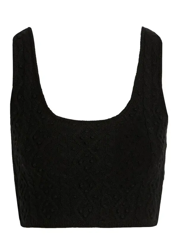 Loulou De Saison Loulou Studio Iris Cropped Cable-knit Tank - Black