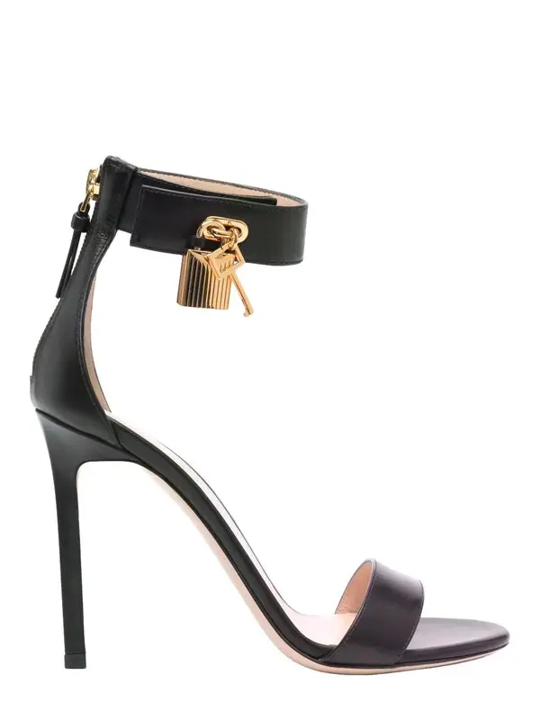 TOM FORD 105mm Leather Padlock Sandals - Black