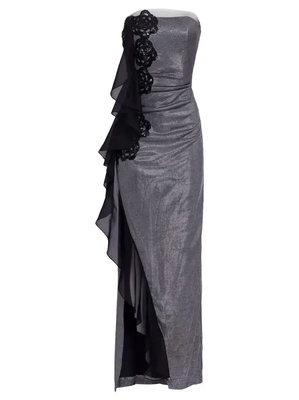 LETHICIA BRONSTEIN Lurex Strapless Gown - Grey