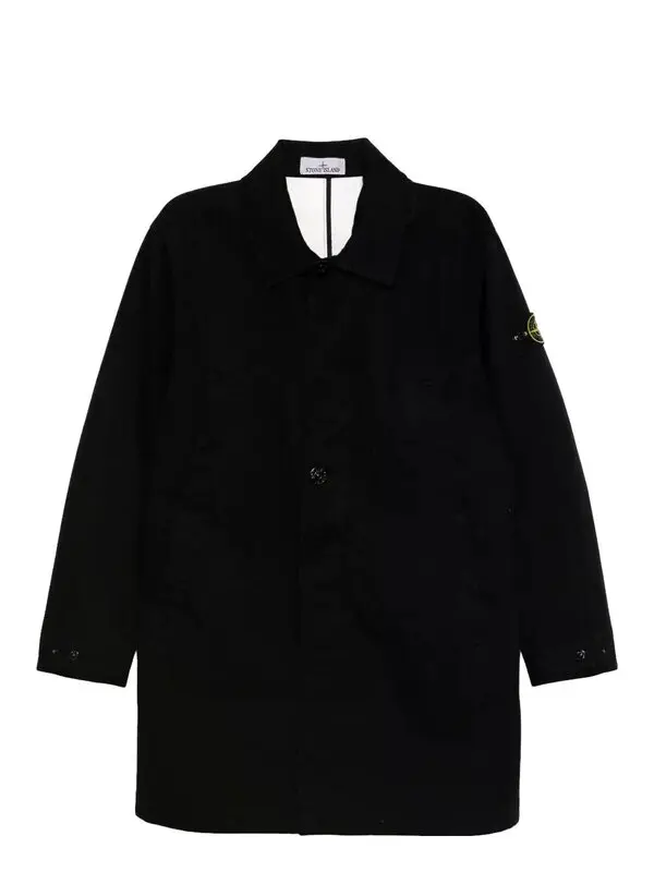 Stone Island Cotton Trench Coat - Black