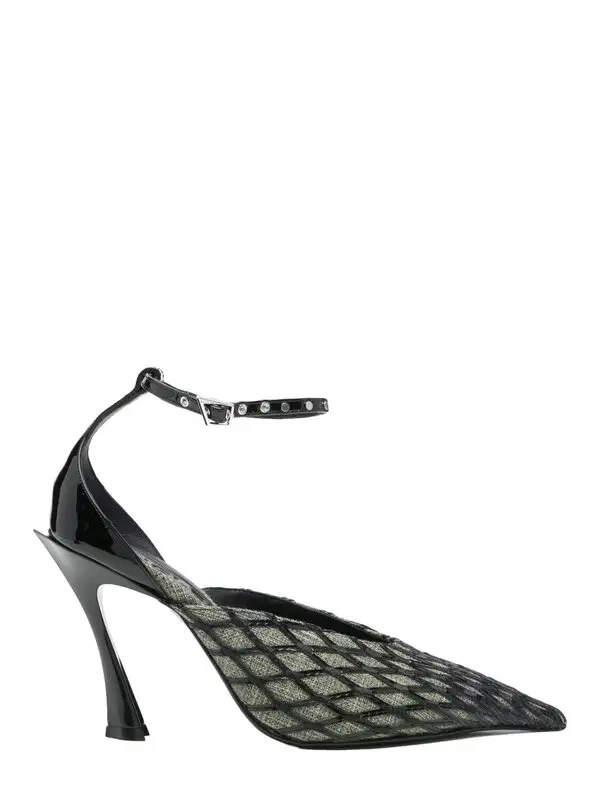 MUGLER 100mm Diamond-pattern Mules - Black