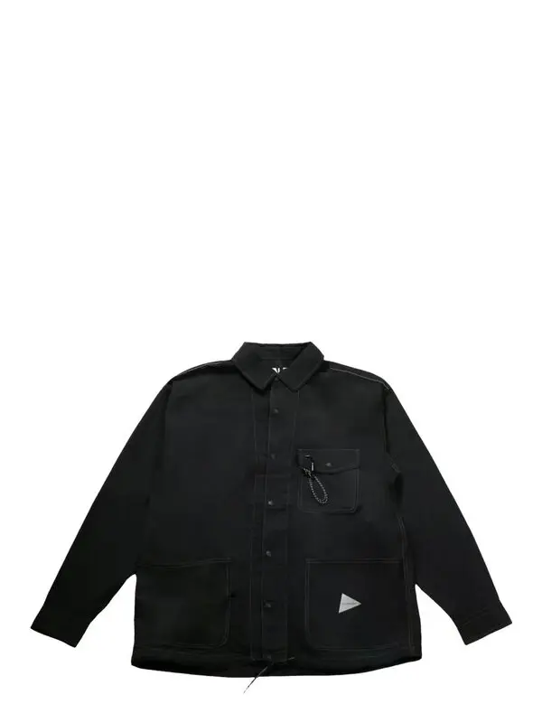AND WANDER Contrast-stitching Overshirt - Black