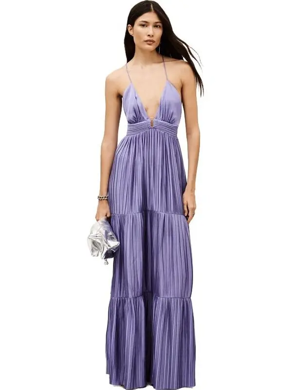 Ba&sh Wasta Long Pleated Maxi Dress - Purple