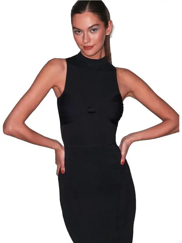 Fleur Du Mal Sleek Jersey Knot Dress - Black