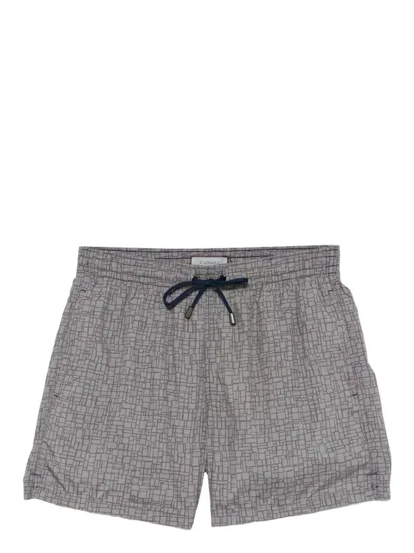 Canali Graphic-print Swim Shorts - Grey