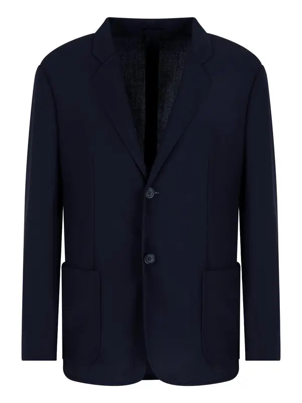 Giorgio Armani Wool Crêpe Single-breasted Jacket - Navy Blue