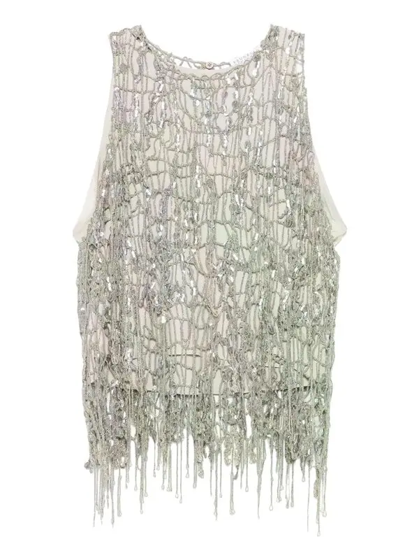 Brunello Cucinelli Monili-chain Embellished Top - Silver