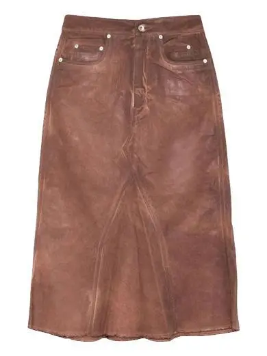 Rick Owens Gonna Denim Godet Skirt - Brown