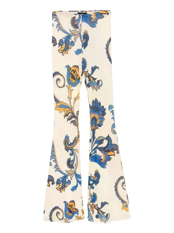 Etro All-over-print Flared Trousers - Neutrals