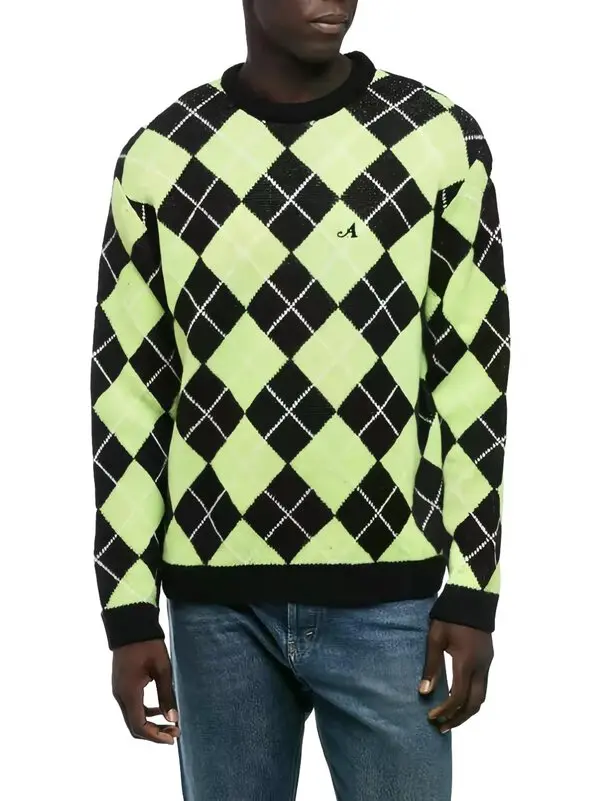 AWAKE NY Argyle-check Pattern Jumper - Green