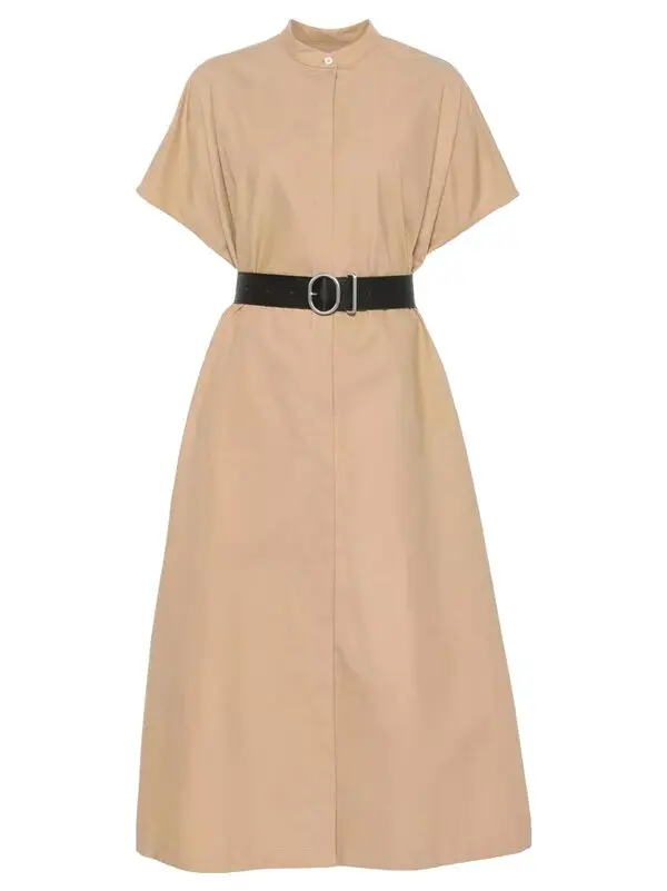 JIL SANDER Belted Midi Dress - Brown