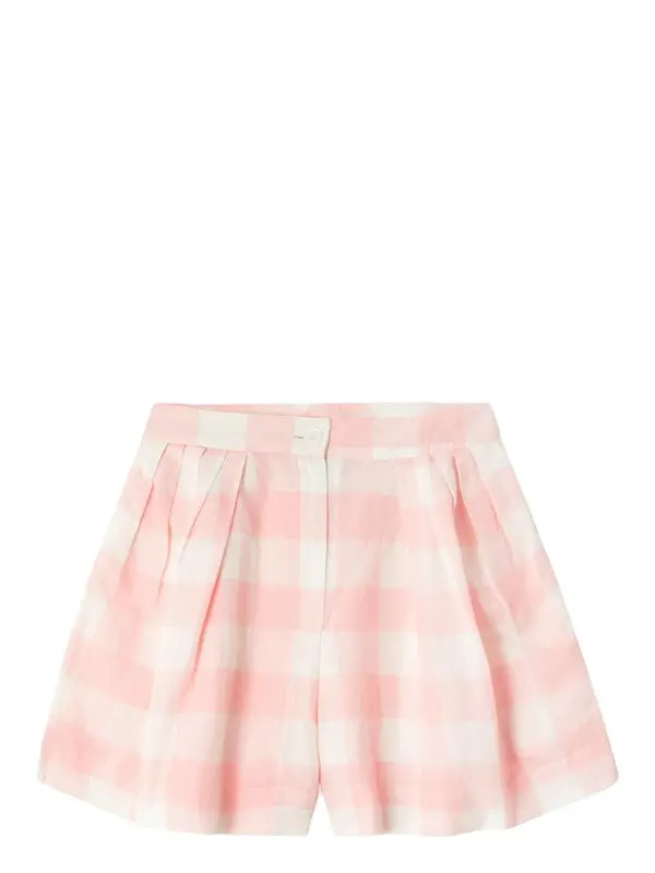 Thierry Colson Kenya Checked Linen And Cotton-blend Shorts - Pink