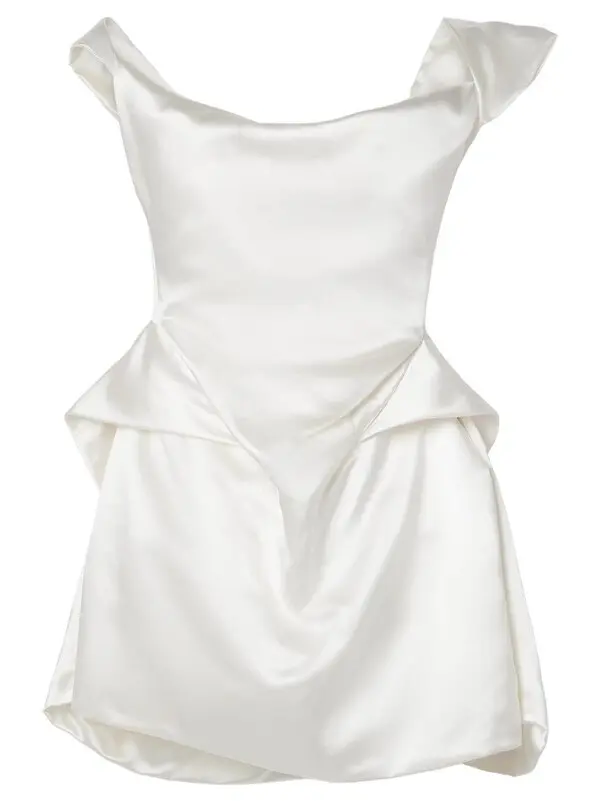 VIVIENNE WESTWOOD Aurora Off-the-shoulder Draped Mini Dress - Neutrals