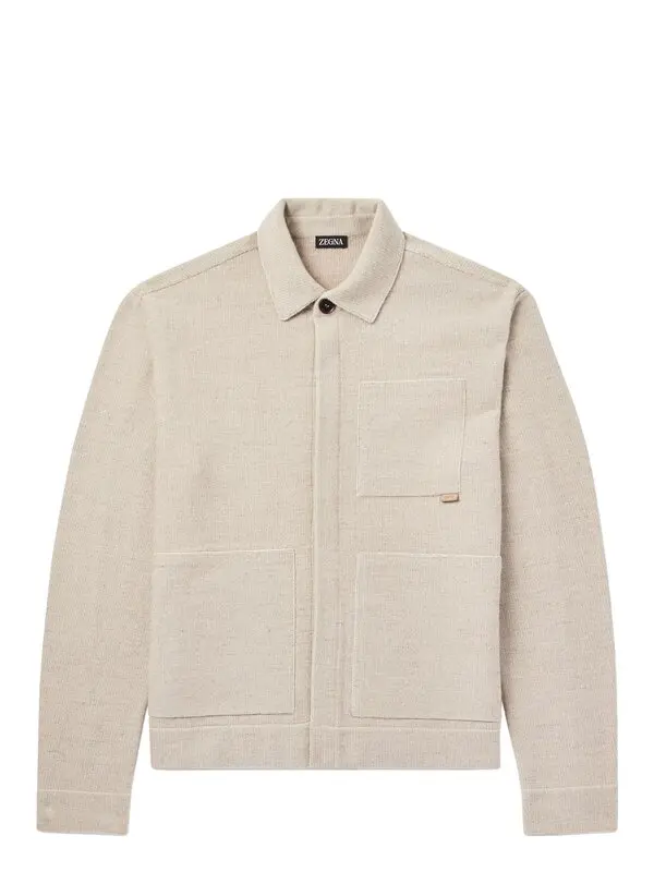 Zegna Wool, Cashmere, Linen And Silk-blend Chore Jacket - Neutrals