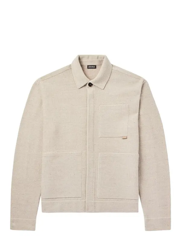Zegna Wool, Cashmere, Linen And Silk-blend Chore Jacket - Neutrals