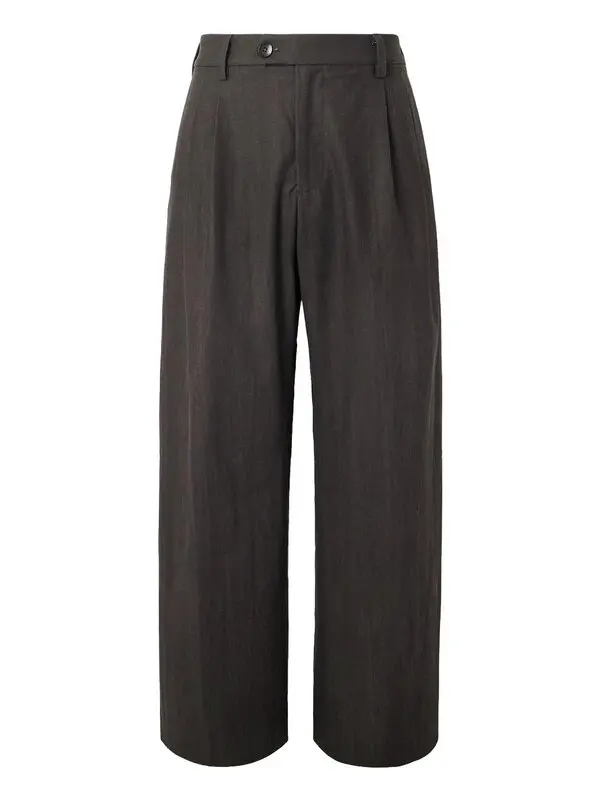 SMALL TALK Straight-leg Pleated Cotton-canvas Suit Trousers - Brown