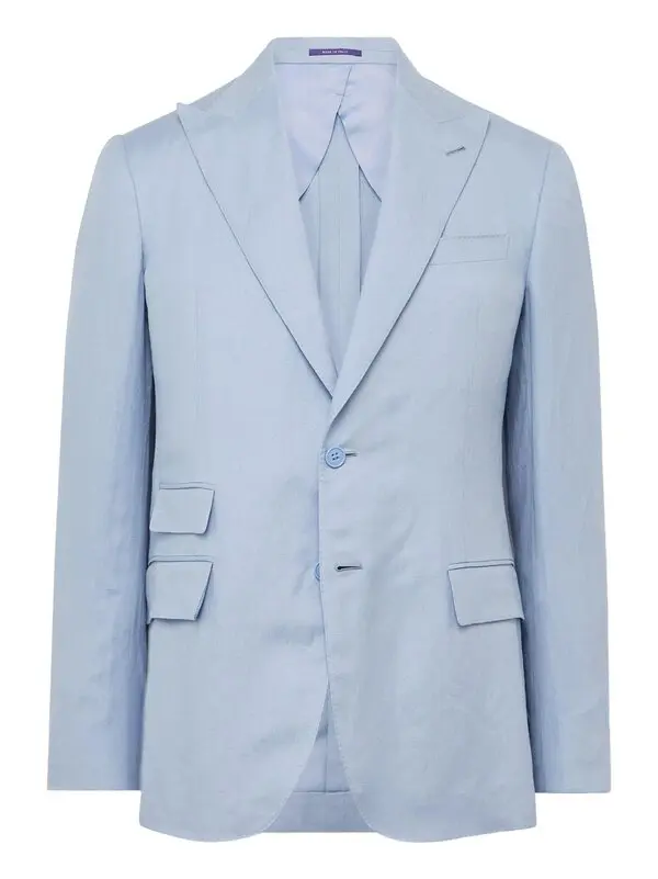 Ralph Lauren Purple Label Slim-fit Silk And Linen-blend Suit Jacket - Blue